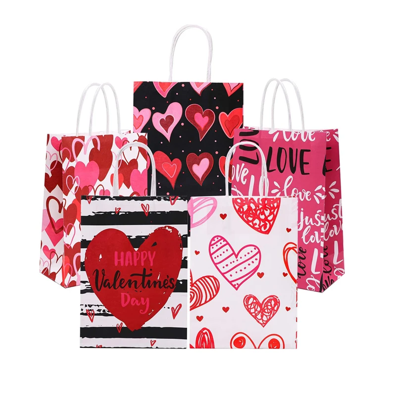 KM Mixed Style Love Heart Gift Bags - Eco-Friendly & Customizable