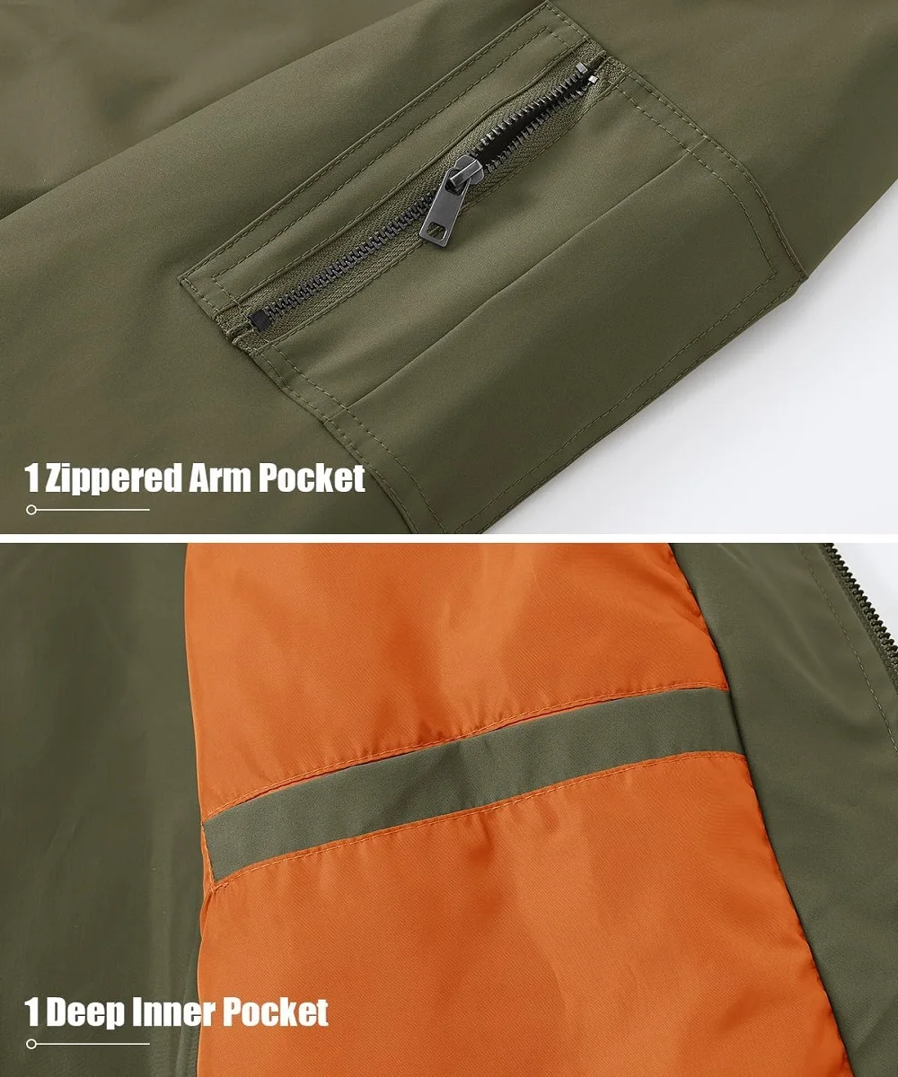 7844-XUJO- Men's Flight Bomber Lightweight Windbreaker Full Zip Casual ...