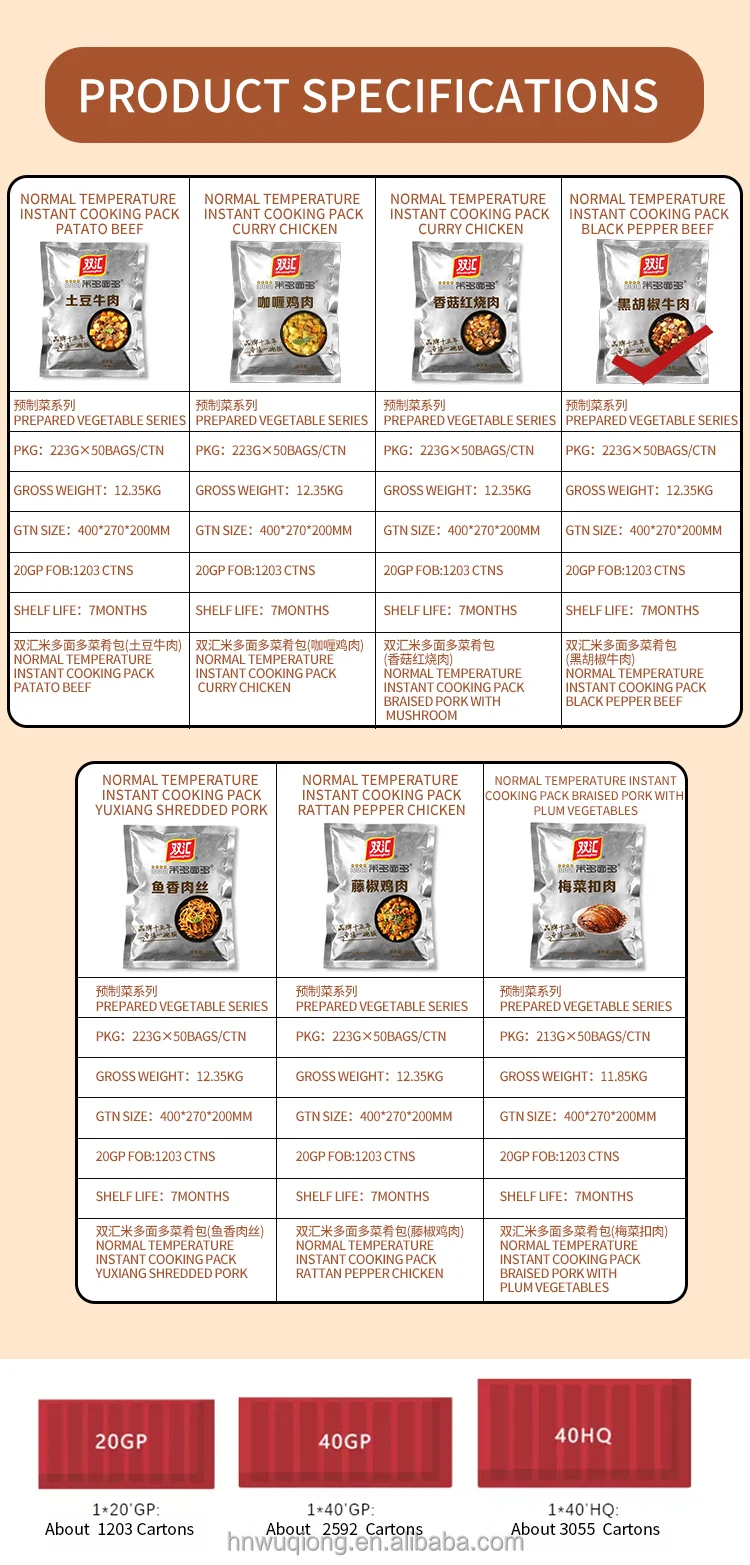 Shuanghui Cooking Package Prefabricated Dishes Convenient Instant ...