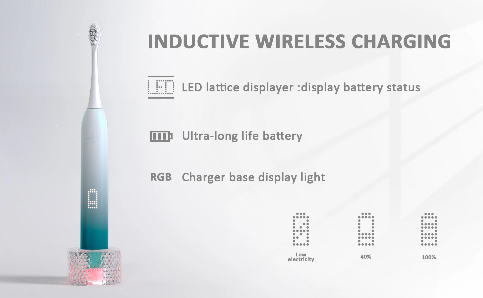 Pressure Sensor Turn ON/Off Sonic Electric Toothbrush Led Display 4 ...