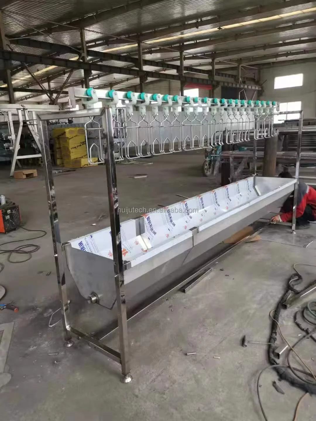 Complete Chicken Slaughtering Line Bleeding Plucking Slaughter Convey ...