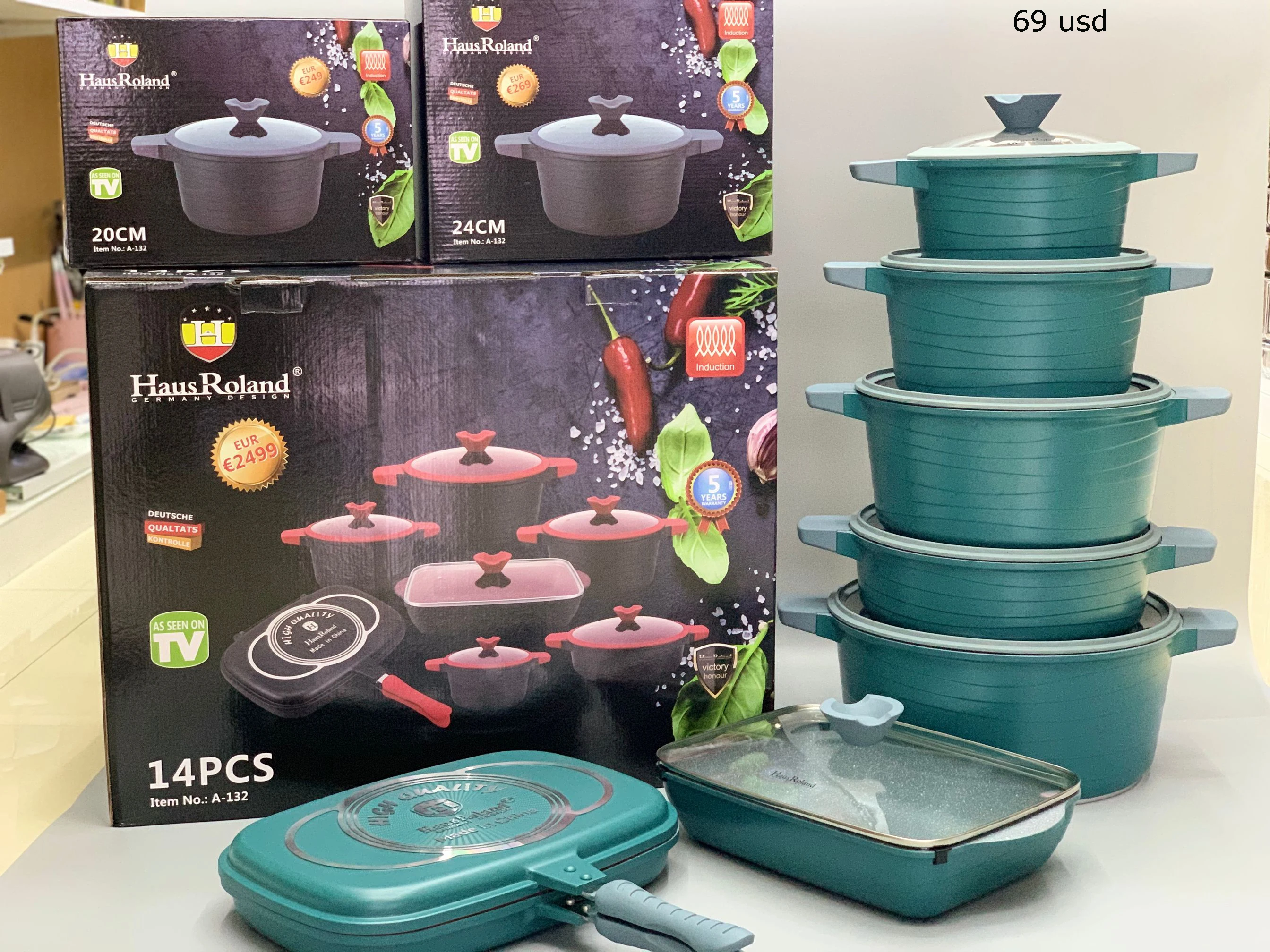 Kitchen Ware Life Smile Ceramic Cooking Pots Sets Induction Base Die ...