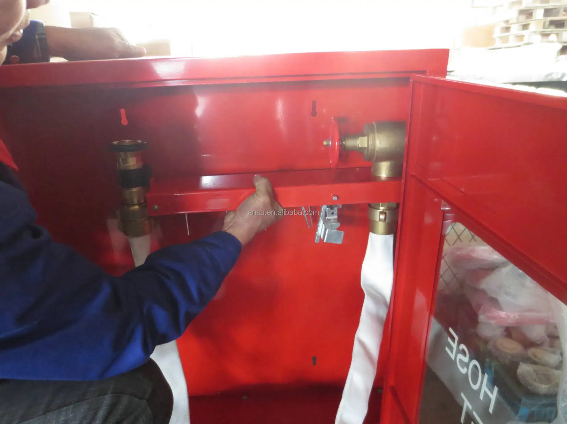 Fire Hose Cabinet - 30m, 2.5'' Hose with Rack for Firefighting