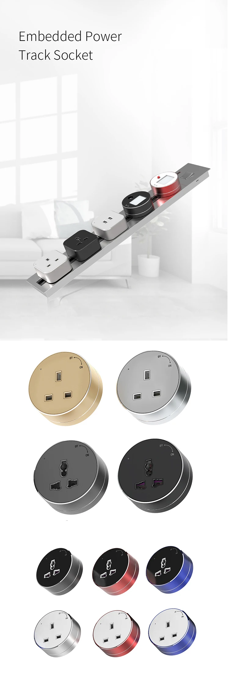 Universal Multi Smart Office Desk Power Rail Track System Electric ...