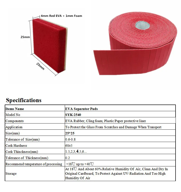 Glass Protective EVA Foam Cushion Static Pads - 25x25x4mm