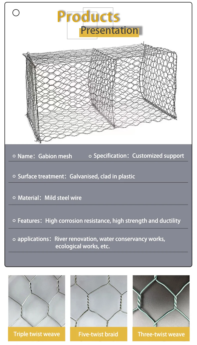 Rockfall Netting Gabion Mesh Cage Hexagonal Gabion Box Mesh Retaining ...
