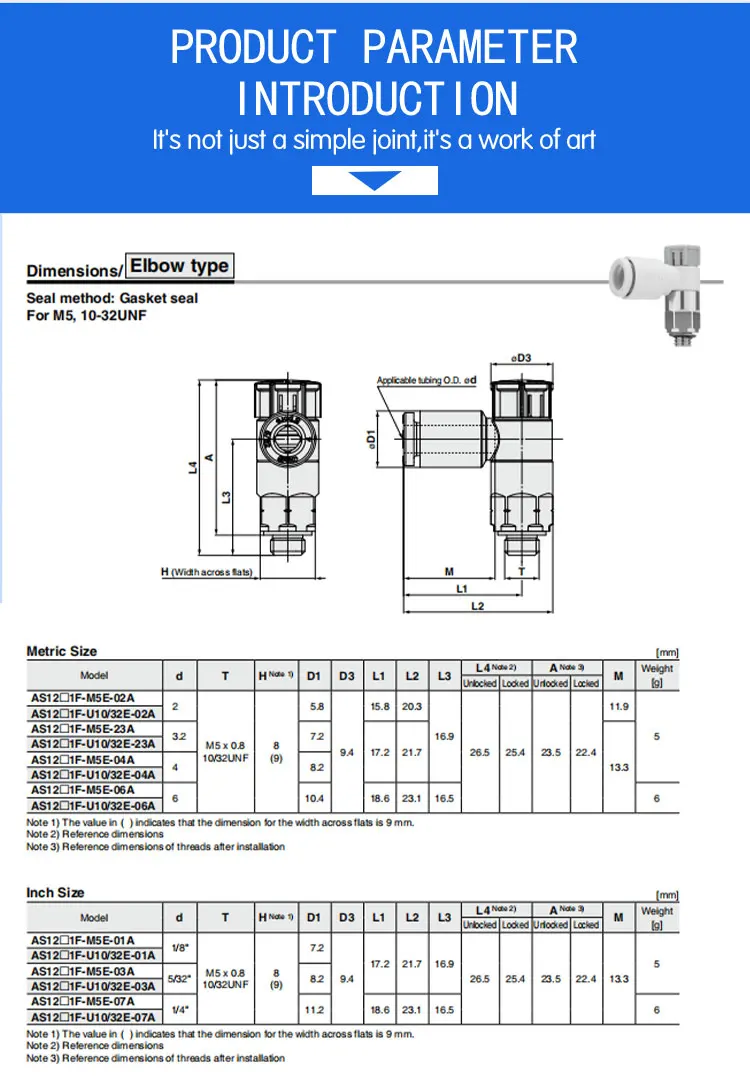 Smc Type Pneumatic Connector Ybl As3201f -as4201f Pneumatic Throttle Speed Control Valve ...