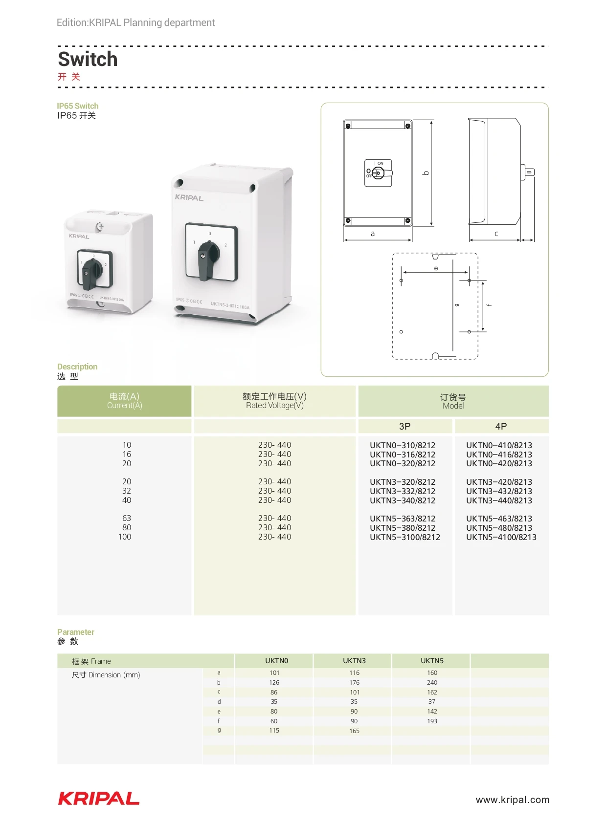Multi-step Kripal 80A Disconnector - 230v Changeover Switches