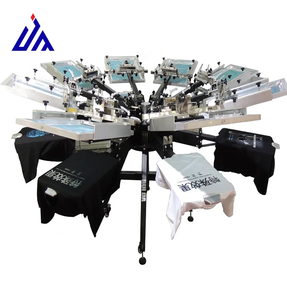 8 Color 8 Station Screen Press Machine for T-Shirts - Max Print Area ...