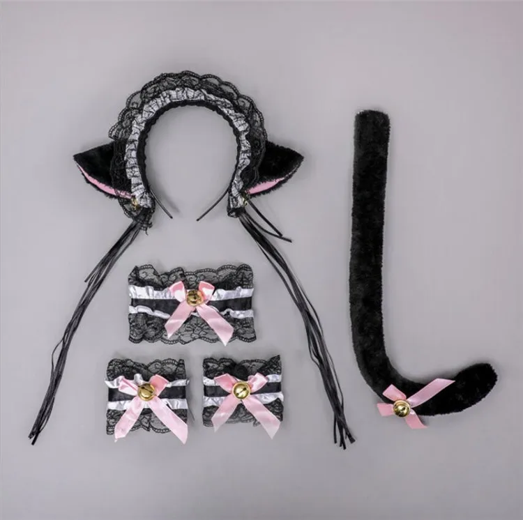 Cute Cat Cosplay Costume Anime Lolita Ears Headband Collar Bracelet and ...