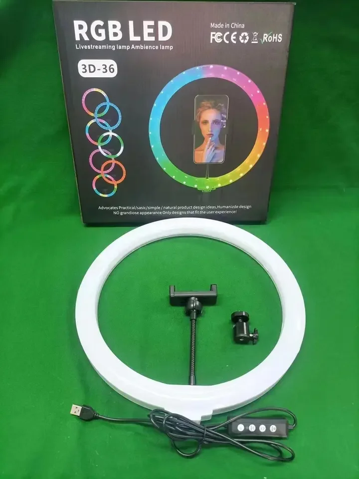 带三脚架支架和手机支架的rgb环形灯rgb 10 12 13 14 18英寸自拍环形灯圆形水晶填充灯 - Buy 环形灯补光灯化妆视频直播间补 ...