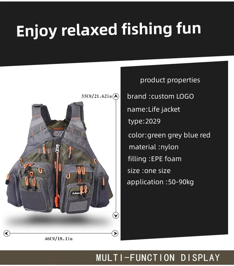 Professional Adult Life Jacket Lightweight Oxford Fabric with EPE Foam ...