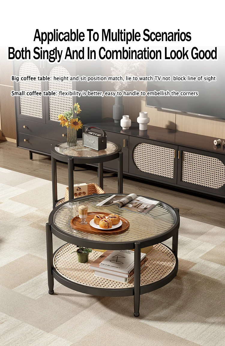 Nordic Retro Wabi-sabi Style Living Room Rattan Wooden Narrow Reeded ...