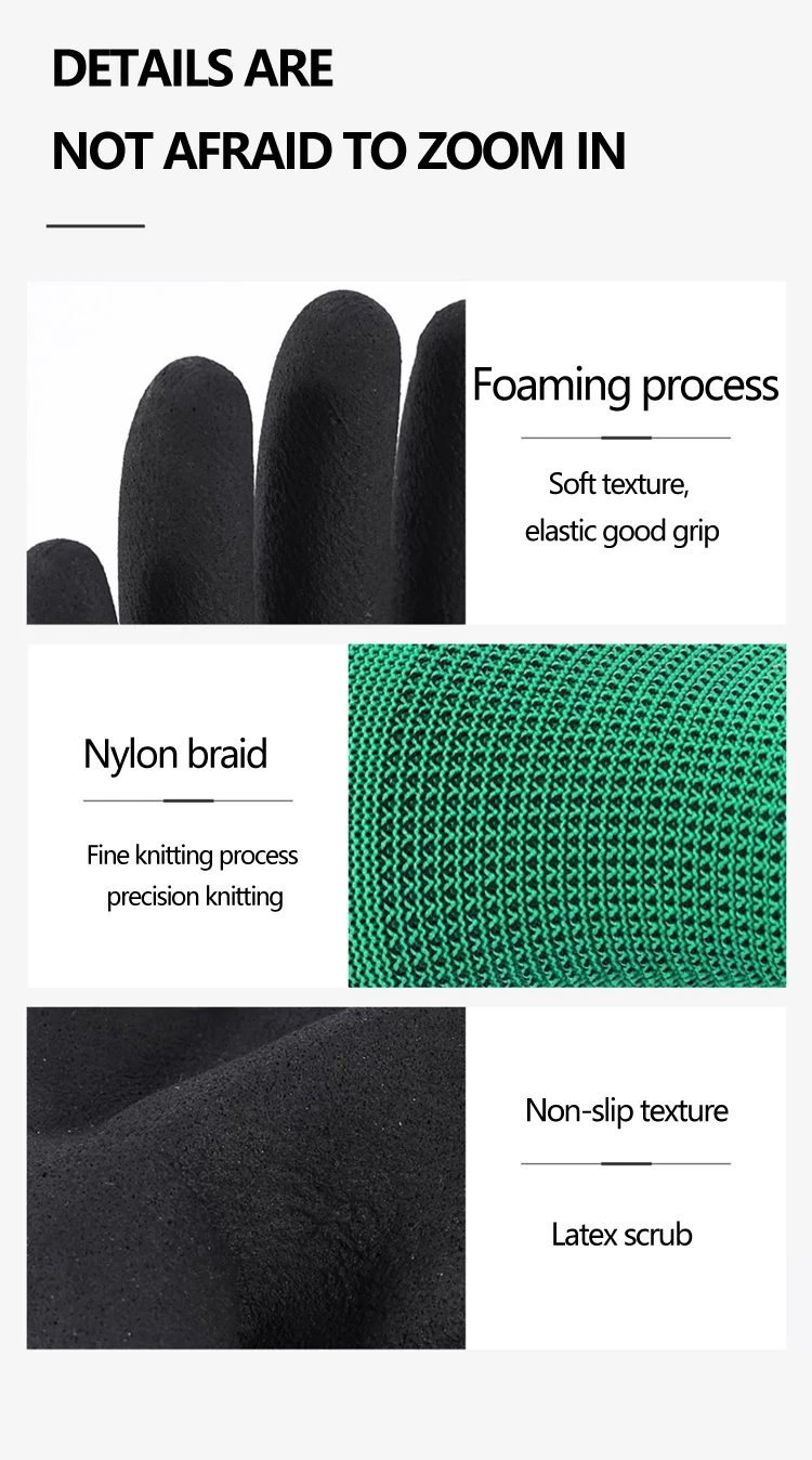 Sunnyhope Thirteen Needle Latex Foam Gloves Anti-Slip Garden Work ...