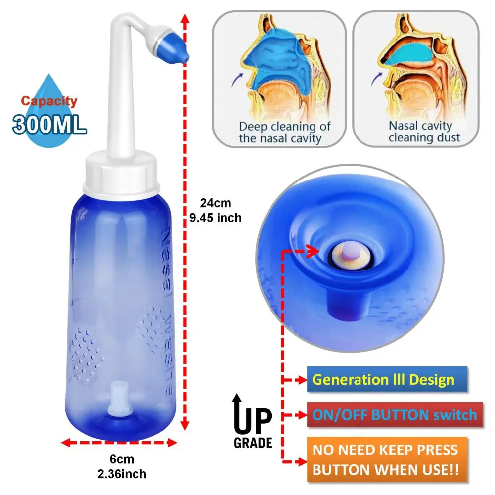 BPA Free Plastic Nose Rinse Nasal Washer Neti Pot Nasal Rinse Bottle ...