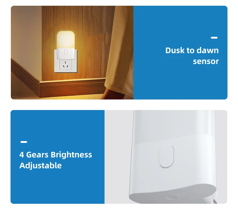 Led Night Light Mini Light Sensor Control 110v 220v Eu Us Plug In ...