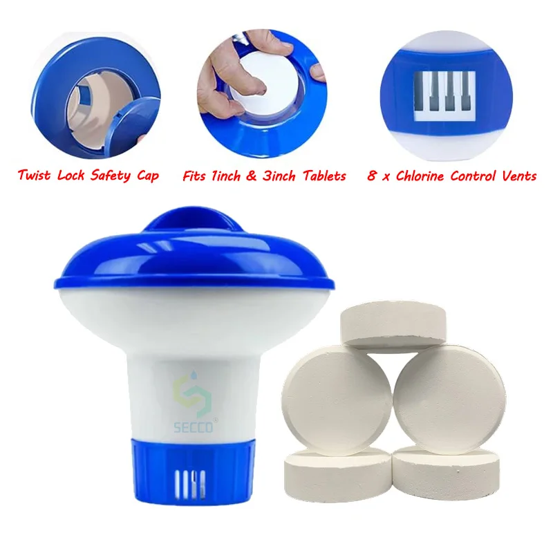 Floating Chemical Dispenser For Swimming Pool Blue And White Dispenser ...