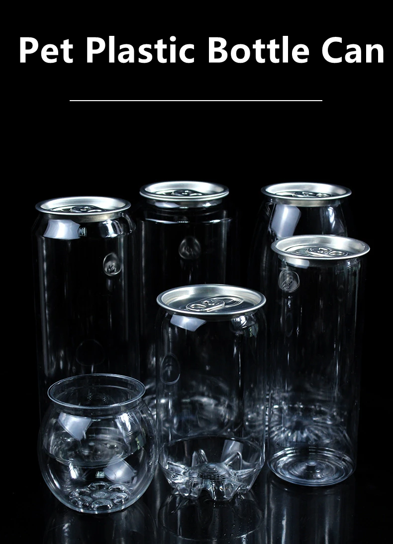 250ml to 500ml Clear Plastic Beverage Cans with Aluminum Lid ...