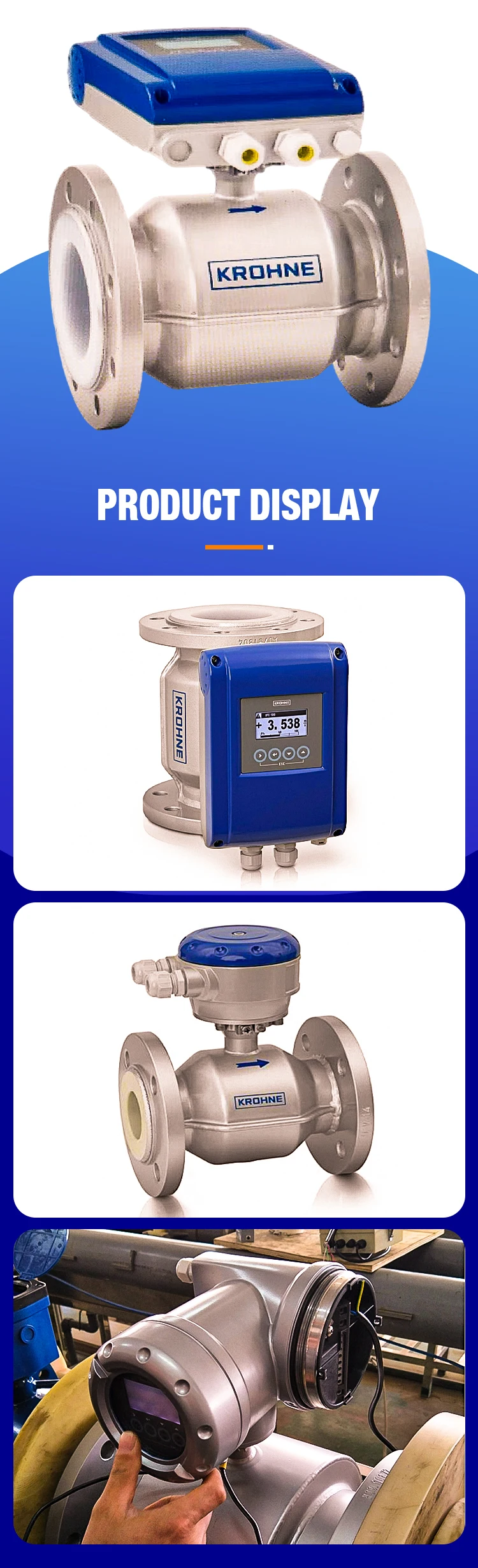 Krohne OPTIFLUX4300 Electromagnetic Flow Meter - Customizable Display