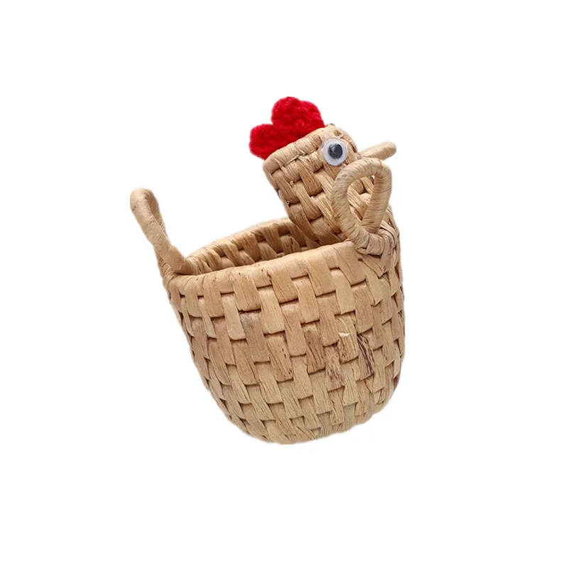 Rattan Chicken Cylinder Pure Hand-woven Egg Storage Cylinder Cartoon ...