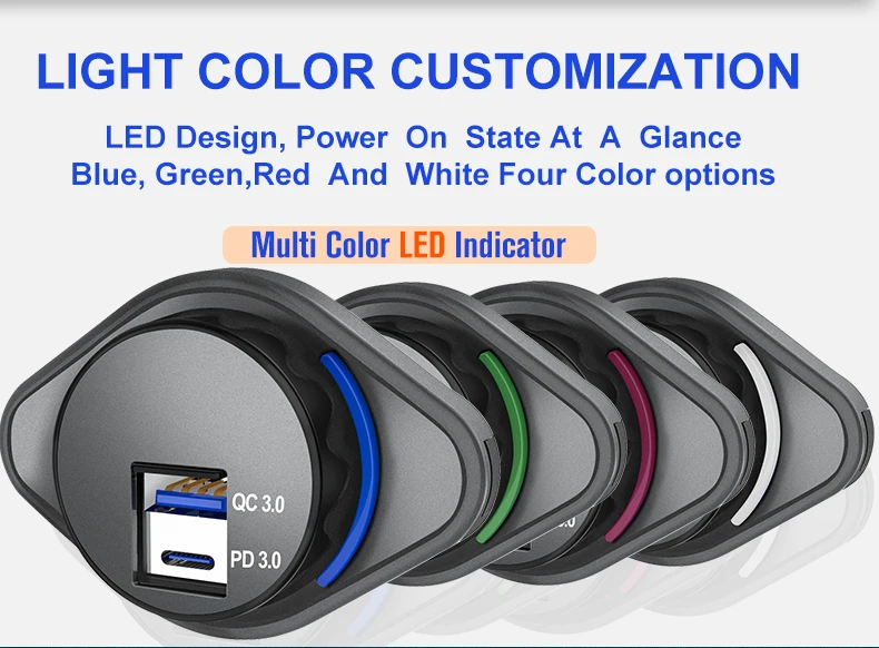 Surface Mount Automotive Camping Car Usb 12v Qc3.0 Quick Charging Panel ...