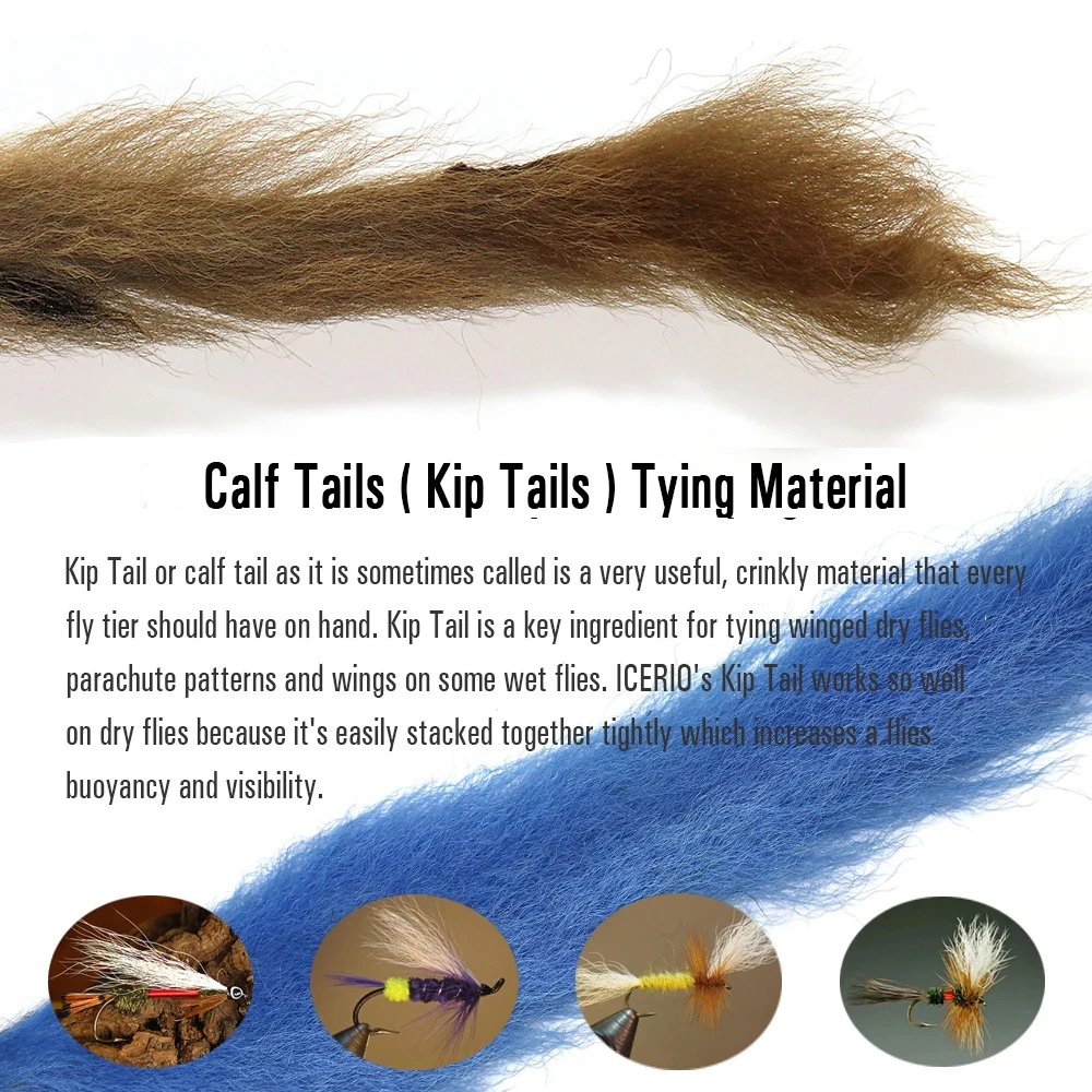 Calf Tail Kiptails Hair Fiber Dry Flies Royal Wulff Parachute Posts Jig ...