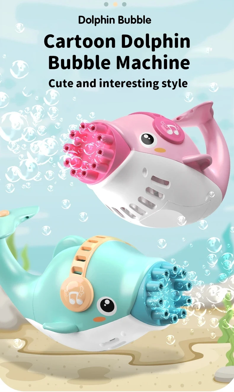 Cute Design 10 Holes Dolphin Bubble Machine Electric Bubble Gun Maker ...
