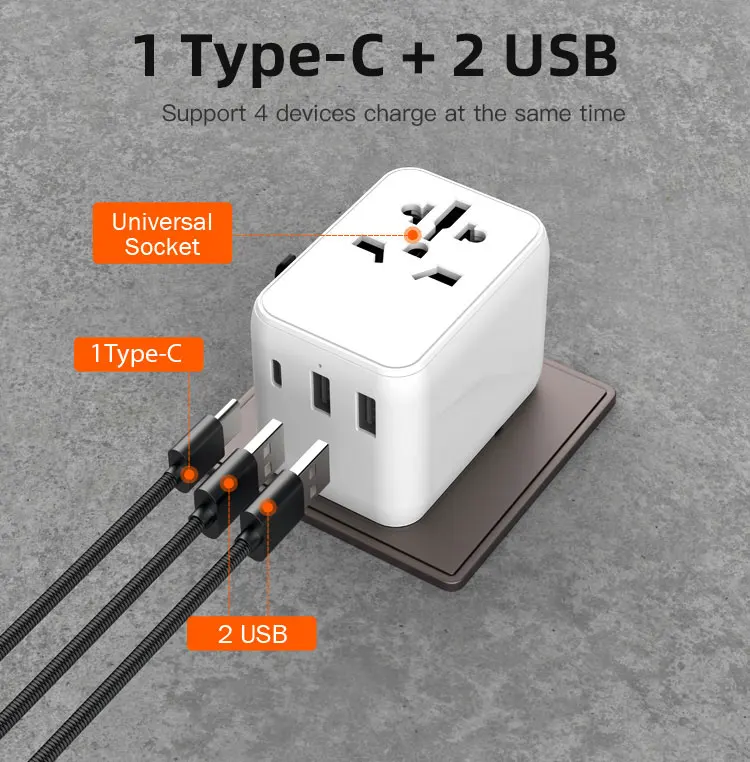 Worldplug Travel Charger - Universal Adapter for 150+ Countries