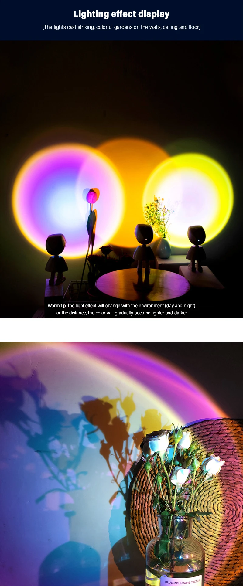 Neon Dimming 180 Degree Rotation Led Moon Rainbow Sunrise Sunset Halo ...