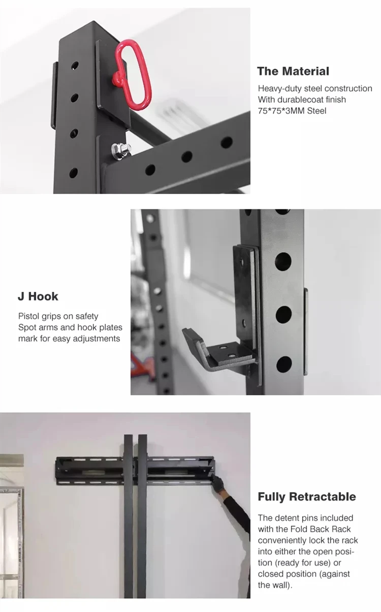 VIGFIT Wall Mount Folding Squat Power Rack - Home Gym Equipment