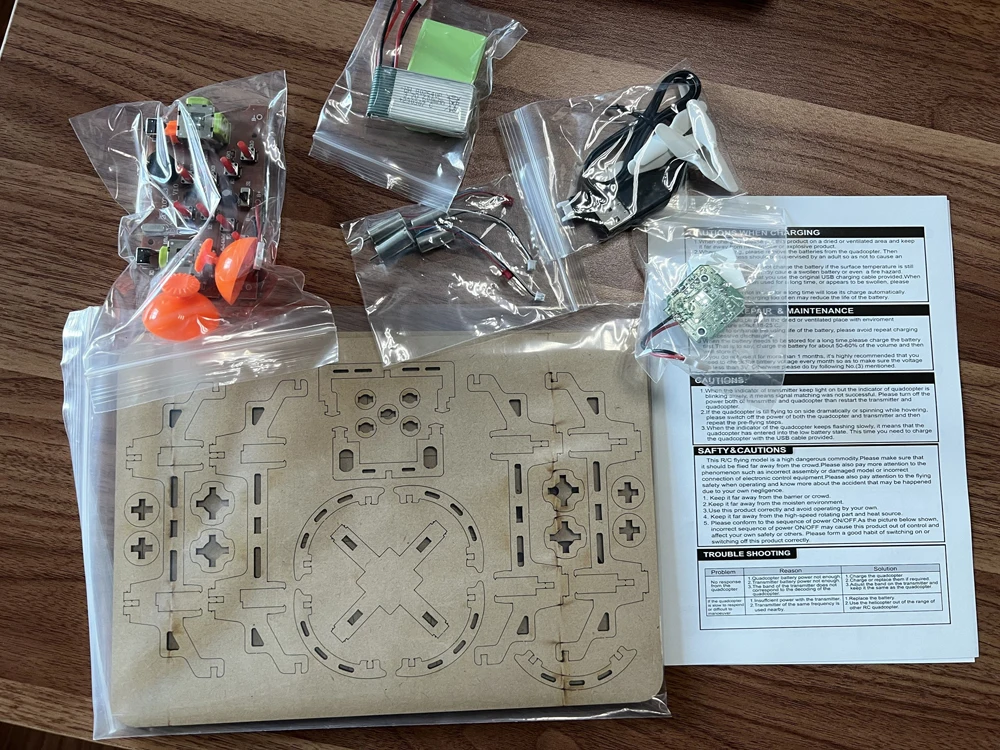Diy Wooden Building Drone Quadcopter Assemble Rc Drones Kit Set ...