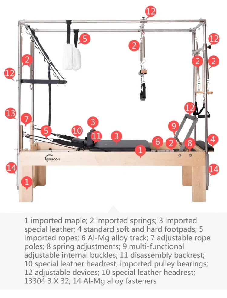 Maple Wood Pilates Reformer Gym Fitness Equipment Pilates Reformer ...