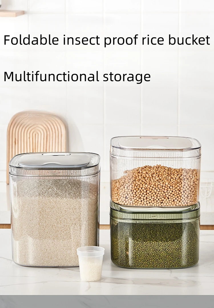 Rice Bucket Household Sealed Transparent Plastic Storage Box With Lid ...