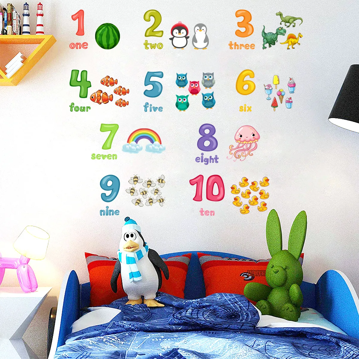Wholesale Wall Sticker Cartoon Number Nursery Educational Wall Sticker ...