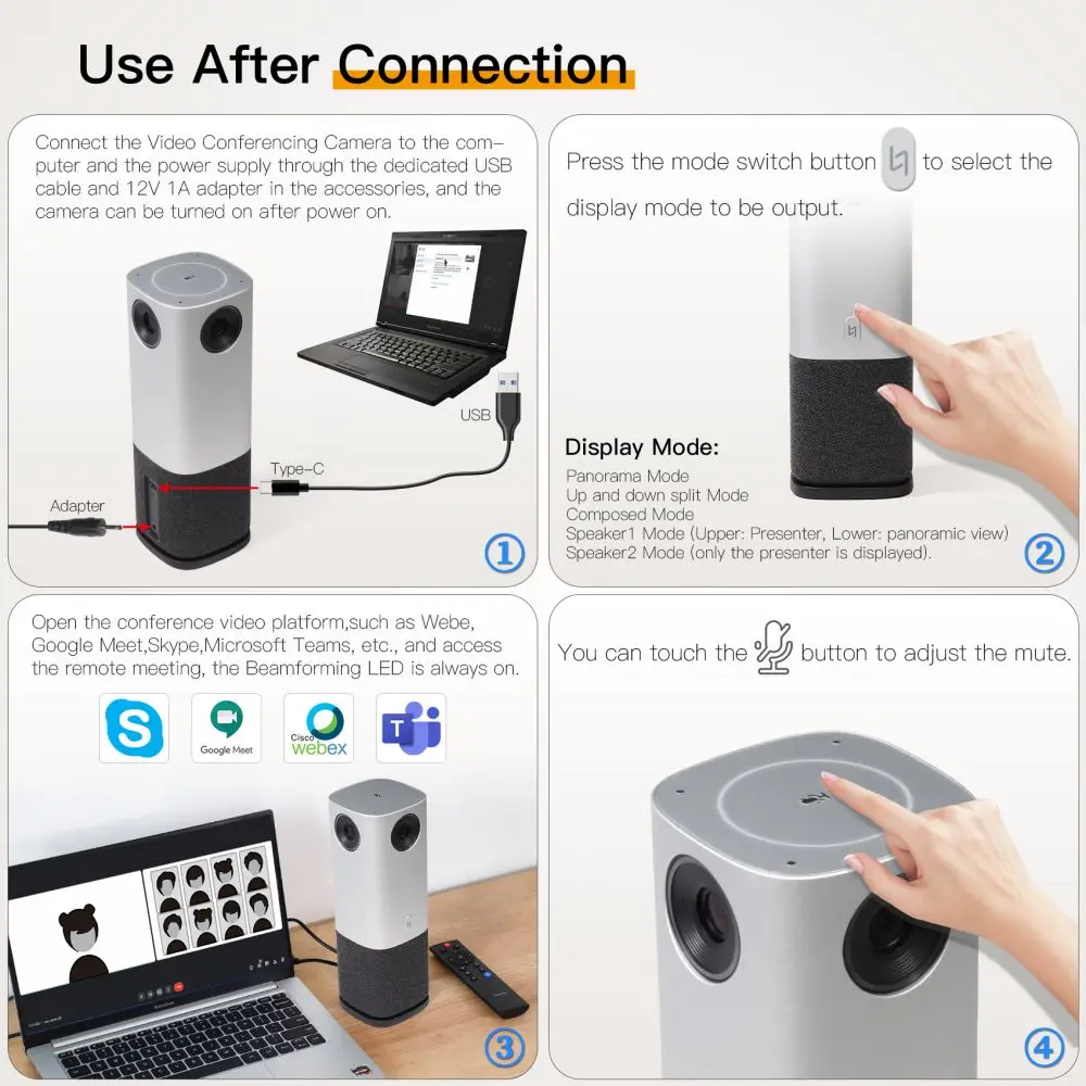 360 All-in-one Camera Panoramic Video Conferencing Camera With Micphone ...