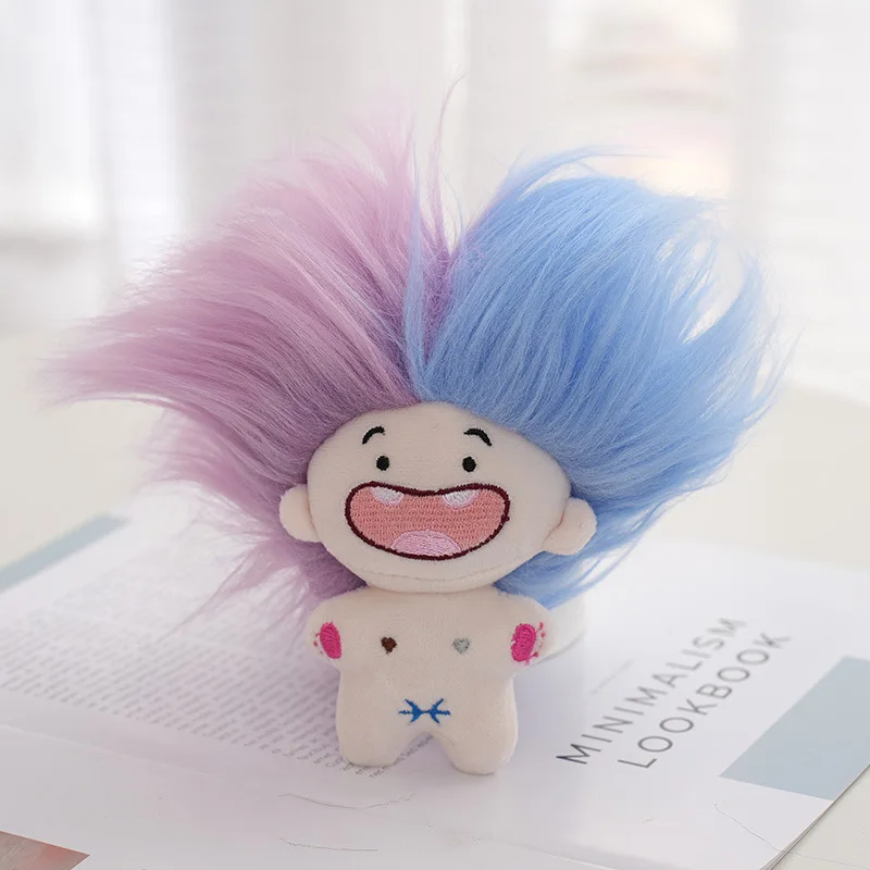 Creative Funny Colorful Long Hair Stuffed Doll Plush Toys 12 Cm Cute ...