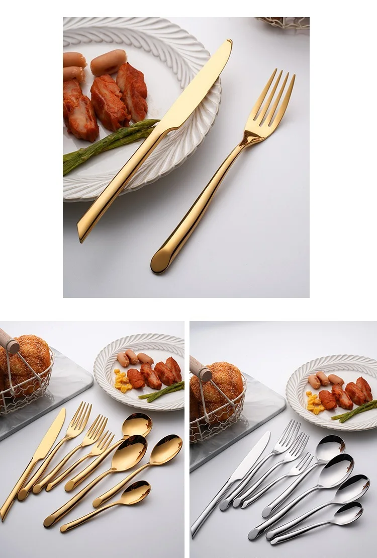 Custom Talheres Stainless Steel Gold Flatware Set