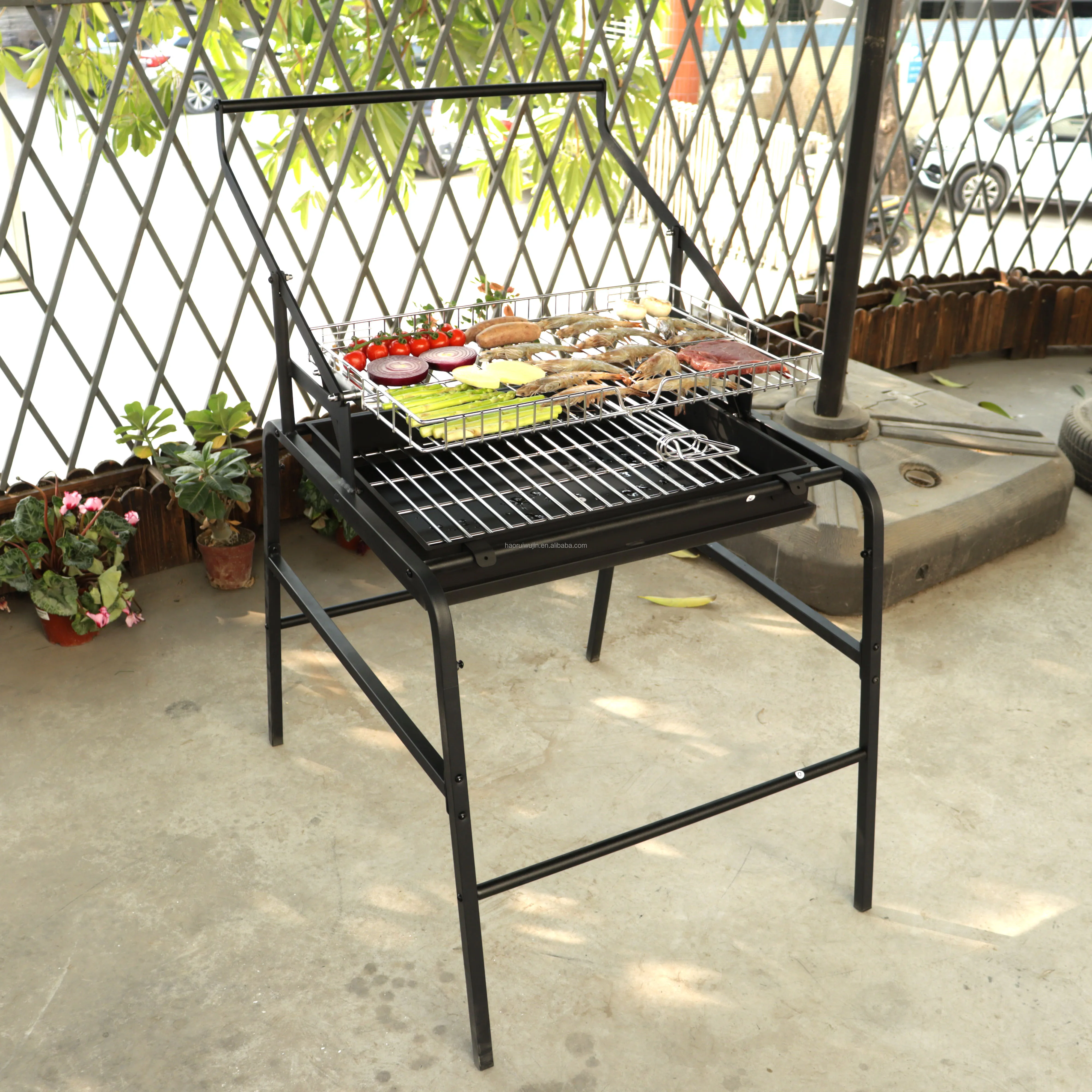 2022 Outdoor Portable Charcoal Rotating Bbq Basket Grilling Flip Bbq ...