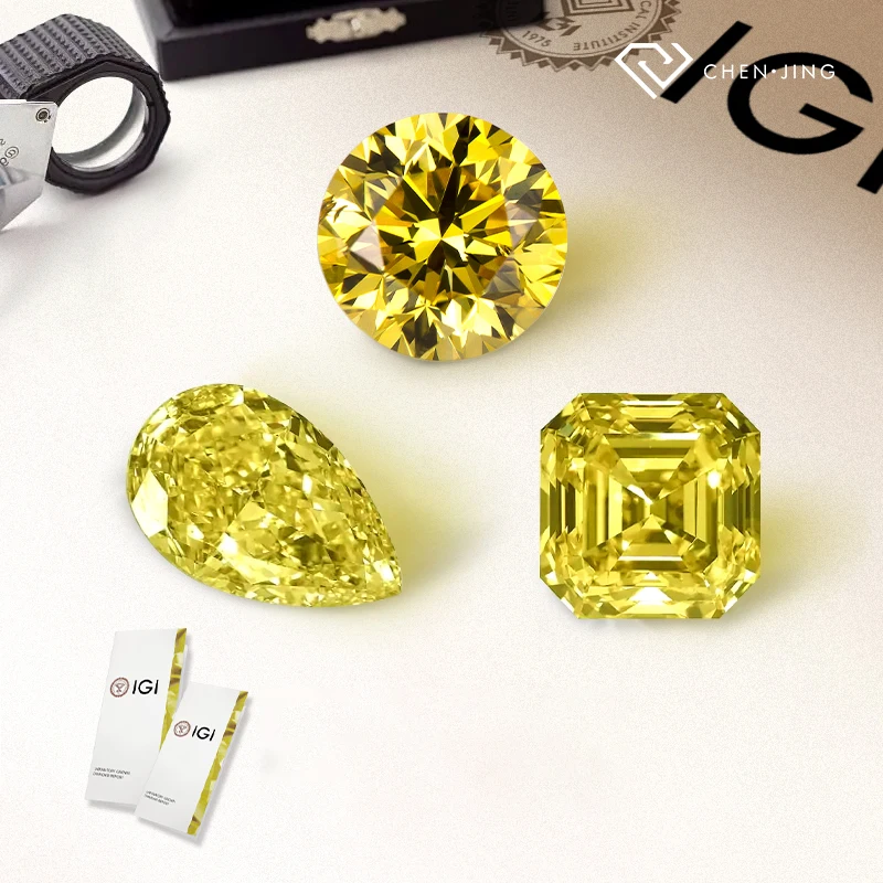 Fancy Color Igi Certified Yellow Cvd Lab Diamond Pear Oval Radiant ...