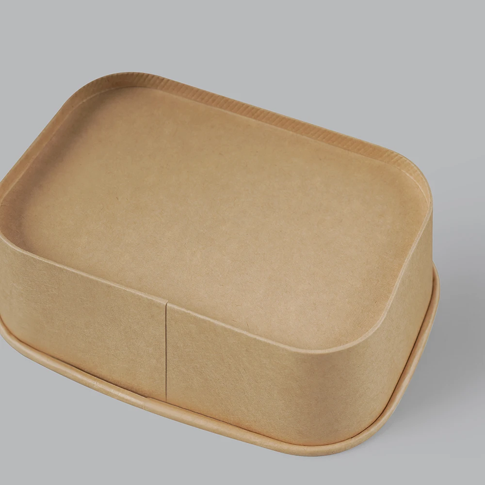 Customize logo Disposable Kraft Paper Food Container Rectangular Food ...
