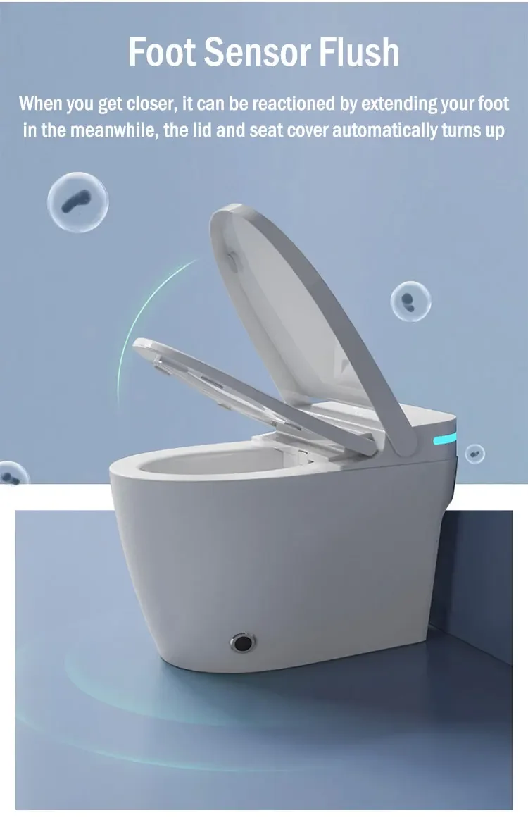 Smart Toilet with Luxury No Water Pressure Foot Pedal Flush