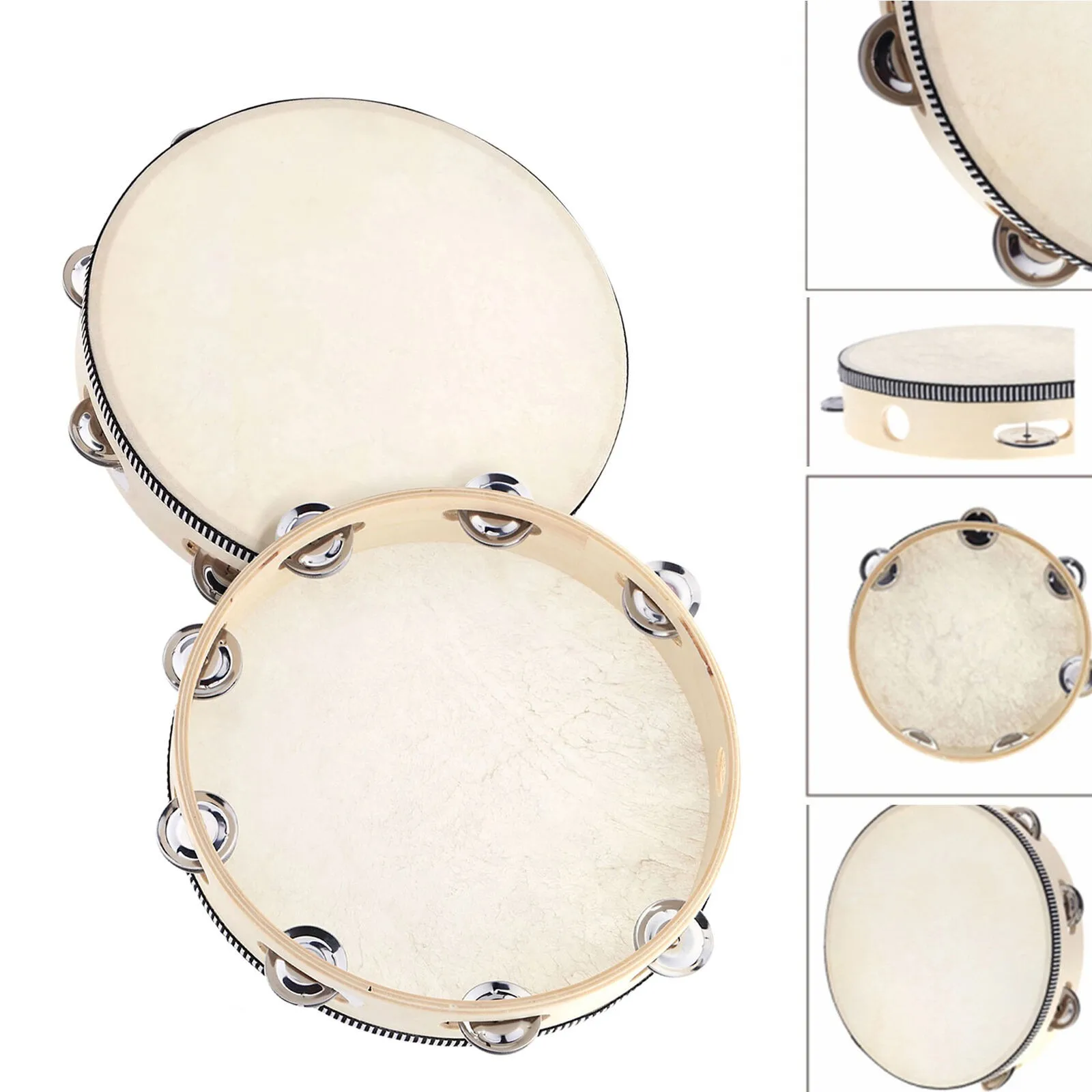 2023 New Sheepskin Wholesale China Customized Instruments Musical Wooden Tambourine for Sale ...