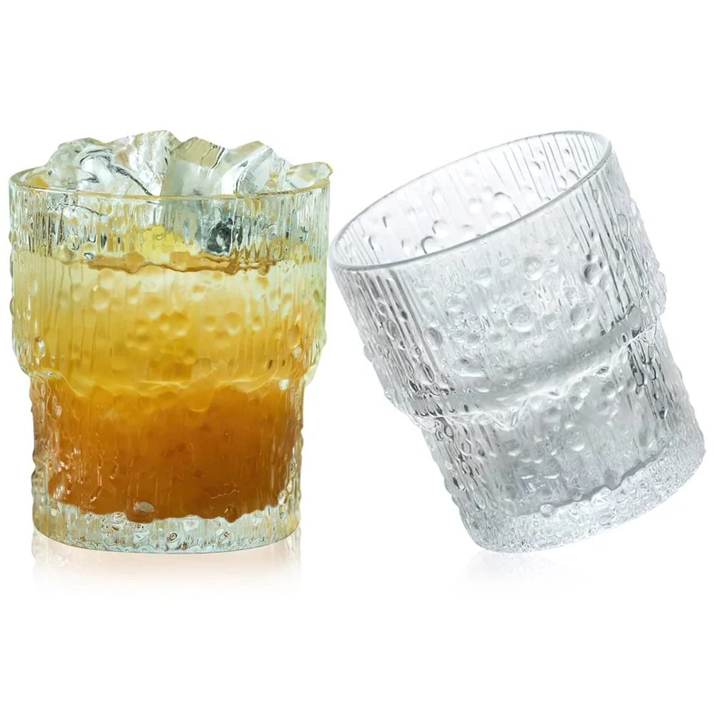 7.5oz Vintage Rain Fog Hammered Texture Coffee Glass Cup Clear ...