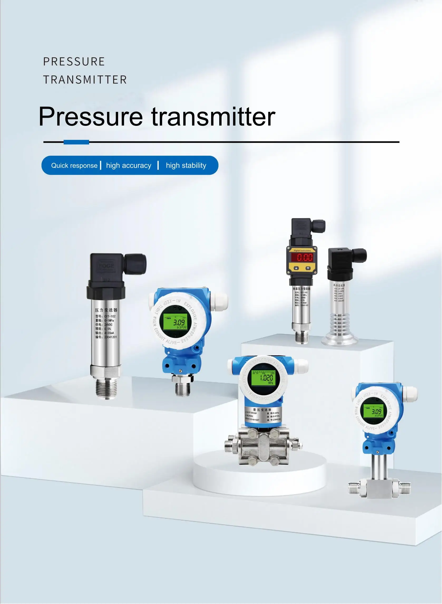 Explosion-Proof Industrial Digital Pressure Transmitter Water Oil Air ...