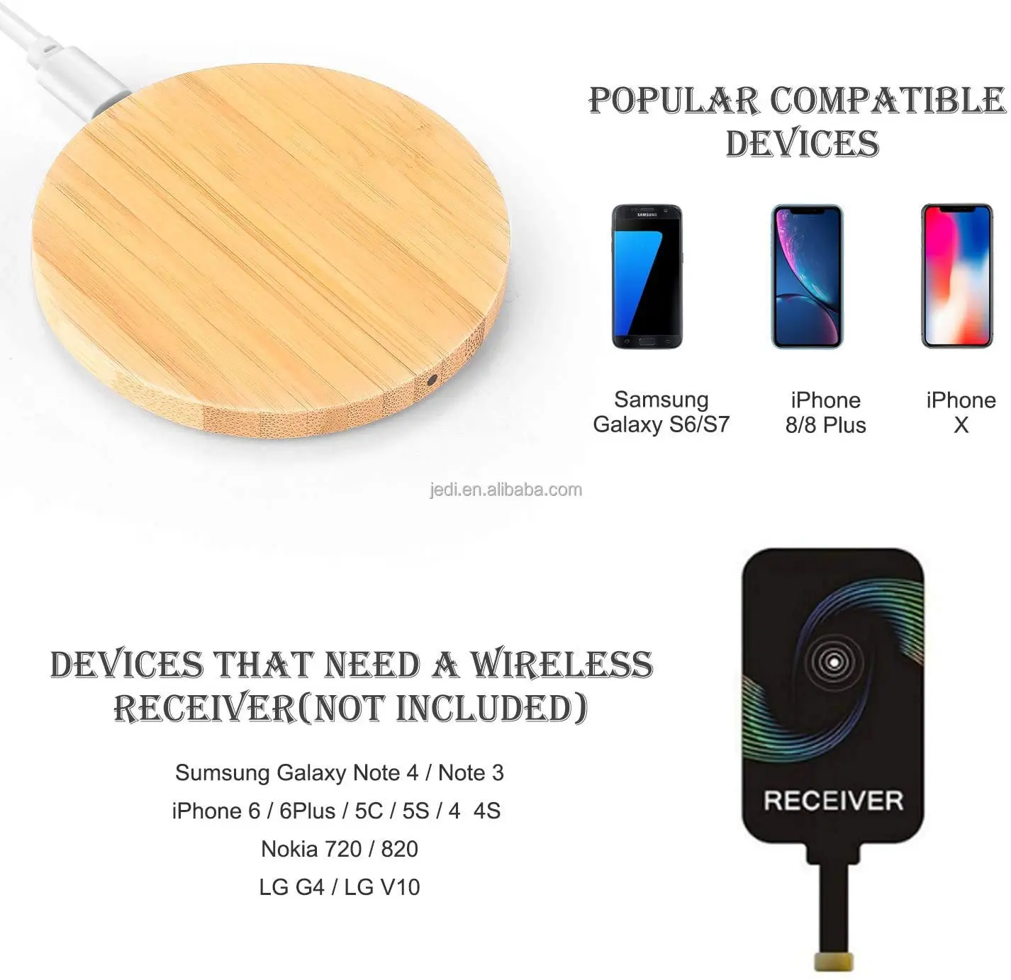 New Design Wireless Charger Wooden Bamboo Wireless Charger Fast ...