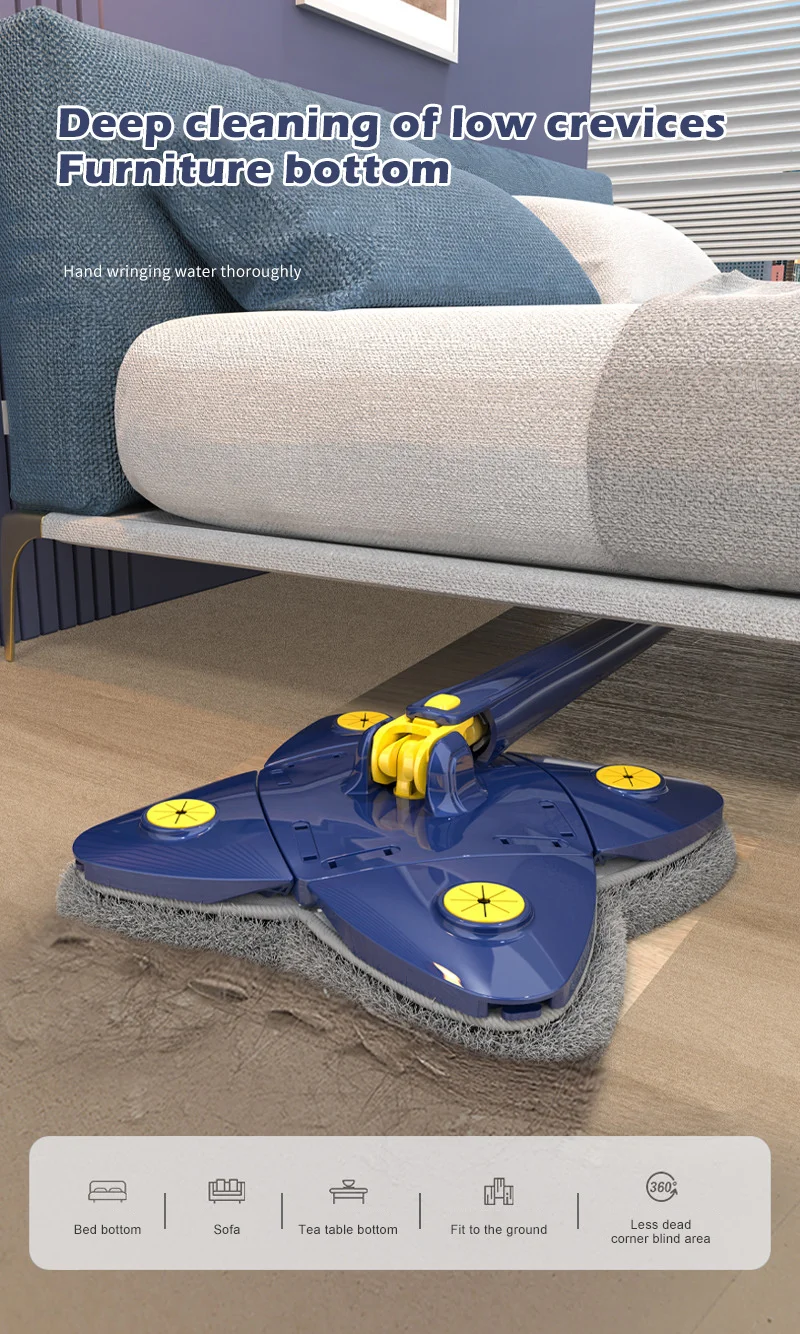 Four Corner Squeeze Water Mop Long Handle 360 Rotatable Cleaning Mop ...