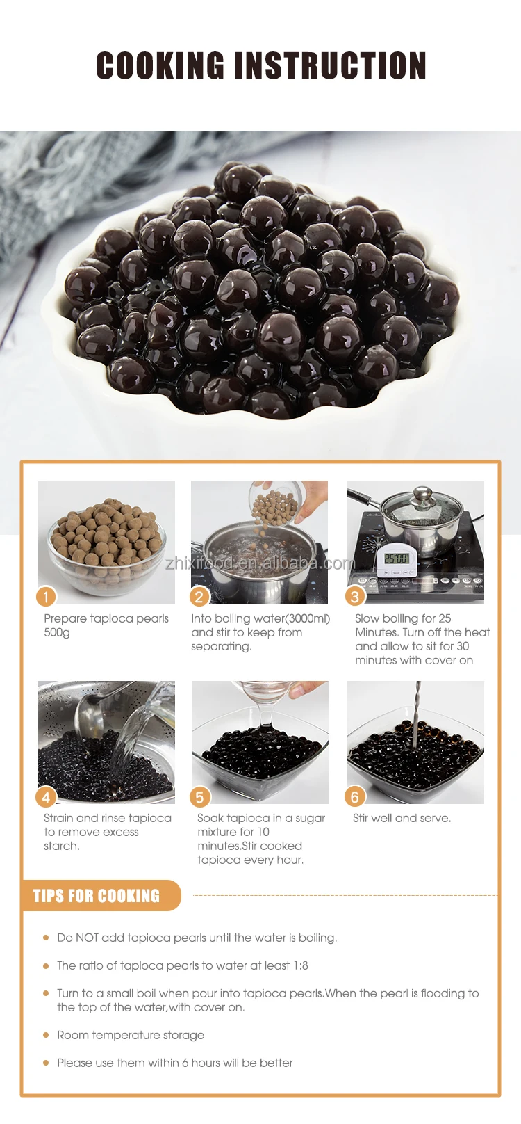 1kg Brown Sugar Flavor Unsweetened Tapioca Pearl, Easy to Cook, Tapioca ...