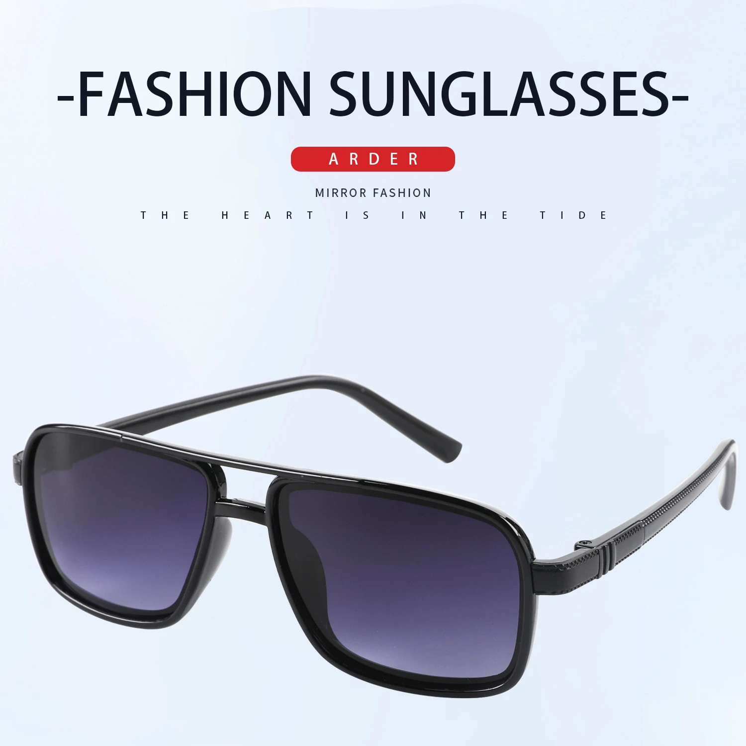 Classic European And American Fashion Square Sunglasses Metal Double ...