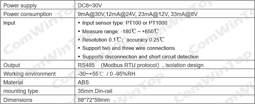 16-Channel PT100/PT1000 RS485 Modbus Output Temperature Module - Ideal ...