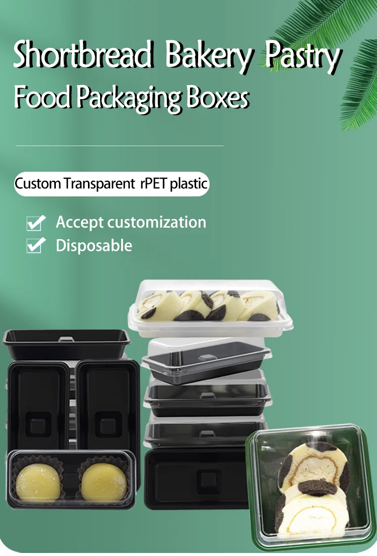 Rpet Large Rectangle Recyclable Food Grade Plastic Cake Box Bread Food Container Take Away Clear ...